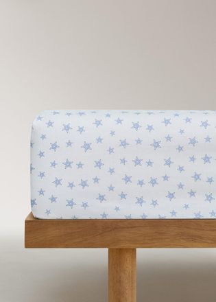 Mango Drap-housse enfant percale de coton imprim&eacute; &eacute;toiles Lit 90 cm bleu - Home - Lit 90 cm - MANGO HOME