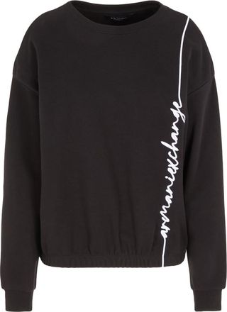A|X Armani Exchange Damen Signature Logo French Terry Pullover Sweatshirt, Schwarz, S EU