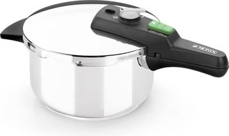 Monix Quick | 4-Liter-Express-Topf aus Edelstahl mit dreifachem Sicherheitssystem und 2 Druckstufen, geeignet für alle Küchentypen