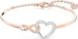 Swarovski Hyperbola Armreif, Unendlichzeichen und Herz, Weiss, Metallmix