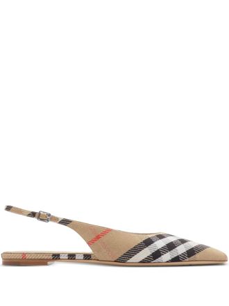 Burberry Karierte Slingback-Ballerinas - Braun
