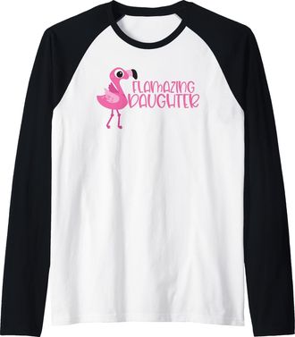 BDAZ Flamingo Tropical Beach mit Flamingo-Motiv f&uuml;r M&auml;dchen Raglan