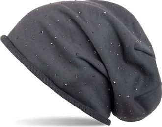 styleBREAKER Bonnet Classique avec Une Application en Rivets Brillants et Bord roulott&eacute;, Chaud, Unisexe 04024024, Couleur:Anthracite