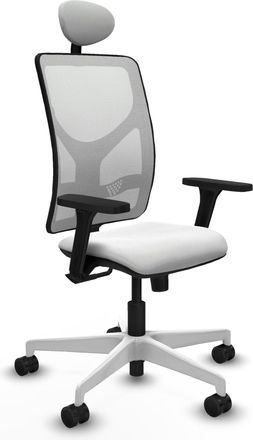 Piqueras y Crespo Wei&szlig;er Schreibtischstuhl mit Rollen und 3D-Armlehnen, h&ouml;henverstellbare Lendenwirbelst&uuml;tze und festes Kopfteil, ausgestattet mit 3 Positionen und Schn