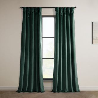 Half Price Drapes Heritage-Samtvorhänge in Plüschqualität, Raumverdunkelungsvorhänge für Schlafzimmer und Wohnzimmer, 127 x 274,3 cm (B x L), 1 Vorhang, Waldgrün