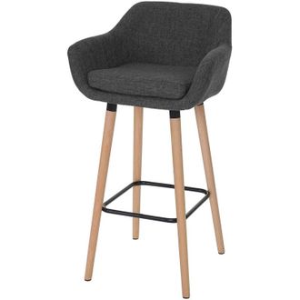 Mendler Tabouret de bar Malmö T381, chaise de bar tabouret de comptoir Textile, gris foncé