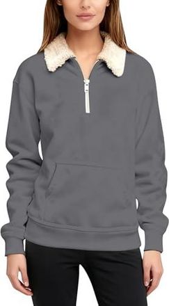 Generic Sweats &agrave; capuche &agrave; demi-fermeture &eacute;clair pour femme - Tendance - Manches longues - Automne - Hiver - Tenue de surv&ecirc;tement - Manteau long - Veste dauto