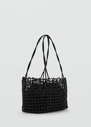 Mango Geflochtene mittelgro&szlig;e Schultertasche schwarz - Damen - Einheitsgr&ouml;&szlig;e - MANGO