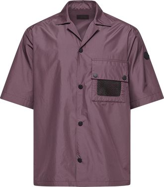 Moncler Moncler Chemise Ray&eacute;e &Agrave; Manches Courtes Et Logo, Homme, Violet, Taille: Xxl
