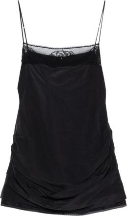 Magda Butrym Femme, Robes, Noir, Taille: 34 FR Robe mini en soie fronc&eacute;e et bord&eacute;e de dentelle