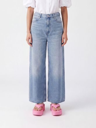 Ganni Jean large &agrave; taille mi-haute en denim de coton