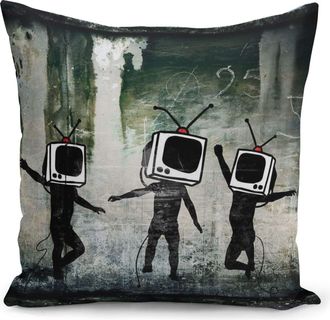 Fabulous Kissen Kissenbezug 40x40 cm Banksy TV Heads Street Art Graffiti