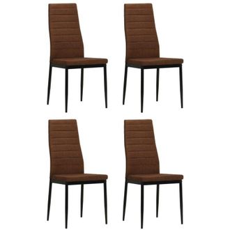 vidaXL Chaises à manger lot de 4 marron tissu