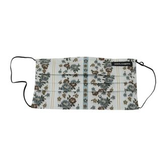 Dolce & Gabbana Wei&szlig;e Blumen Baumwoll Plissierte Gesichtsmaske - - Accessories - Damen - Wei&szlig; - ONE SIZE