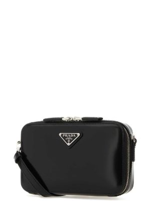 Prada Mens Black Leather Brique Crossbody Bag Nero Borse A Tracolla