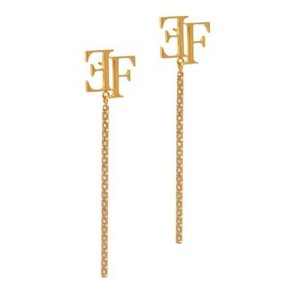 Elisabetta Franchi Logo H&auml;ngerohrringe - - Accessories - Damen - Gelb - ONE SIZE