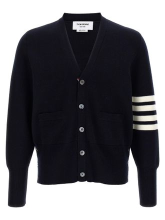 Thom Browne 4-Bar Striped Virgin Wool Cardigan - Black