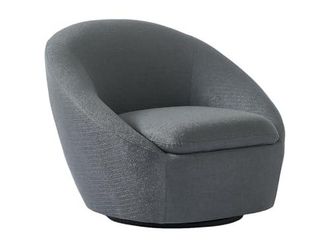 Vente-Unique Fauteuil pivotant Arrondi en Tissu Gris LACARA II