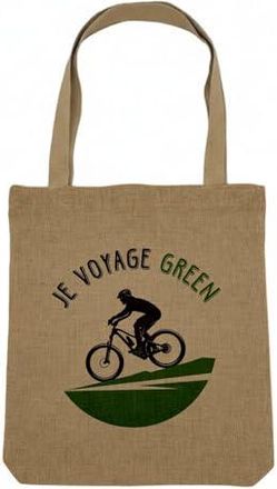 Fabulous Sac Shopping Tote Bag Aspect Lin - Je Voyage Green V&eacute;lo Voyage VTT Nature - Sac de Courses Toile Epaisse 360g Beige Naturel Cabas Port&eacute; Epaule Solide 
