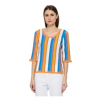 Moschino Gestreiftes T-Shirt mit kurzen &Auml;rmeln - - Tops - Damen - Orange - 2XL