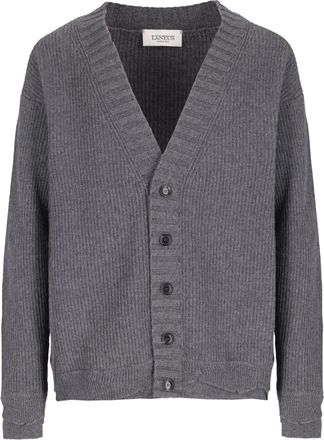 Laneus cardigan en maille à design côtelé - Gris