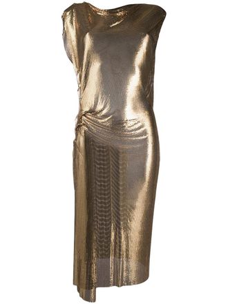 Paco Rabanne robe mi-longue ajust&eacute;e &agrave; effet m&eacute;tallis&eacute; - Or