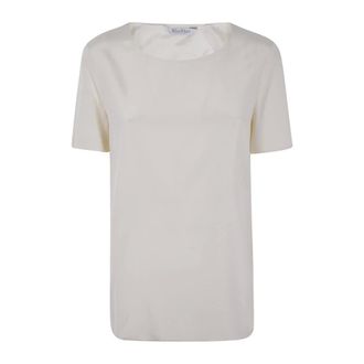 Max Mara Femme, Tops, Blanc, Taille: 42 FR Haut &agrave; Manches Courtes et Col Rond
