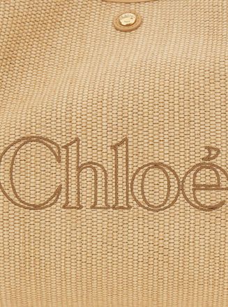 Chlo&eacute; Raffia-Effect Fabric Tote Bag - Beige