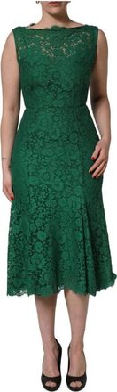 Dolce & Gabbana Femme, Robes, Vert, Taille: 38 FR Floral Lace Midi Dress