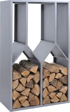 Mendler Brennholzlager HWC-P76, Kamin-/Feuerholzregal Holzlager Holzunterstand Outdoor Metall 160x95x50cm - grau