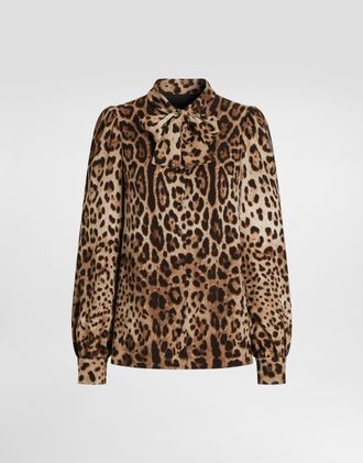 Dolce & Gabbana Hemd Aus Seiden-charmeuse Mit Leo-print - Frau Blusen Und Tops Animalprint Seide 40