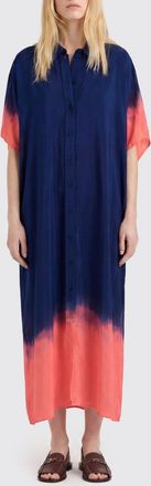 Momoni Robe-chemise midi en soie &agrave; imprim&eacute; abstrait bicolore avec ceinture