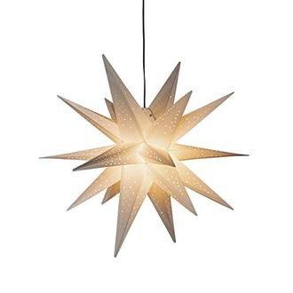 Konstsmide Weißer 3D Kunststoffstern, inkl. Anschlusskabel und Dimmer, 1 warm weiße Diode, 12V, Außen (IP44), 3,6W, schwarzes Kabel - 5973-200