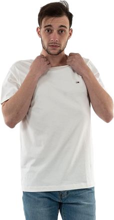 Tommy Jeans Herren Tjm Slim Jersey Neck Ext Dm0dm09598 Kurzarm Strickoberteile, White (White), XXL EU