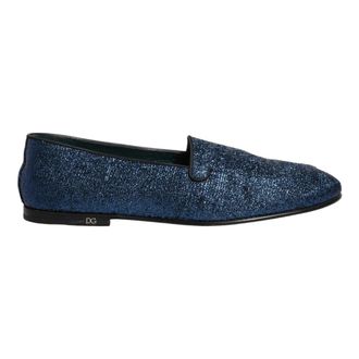 Dolce & Gabbana Glitter Lurex DG Logo Dress Loafers - - Shoes - Herren - Blau - 44 EU