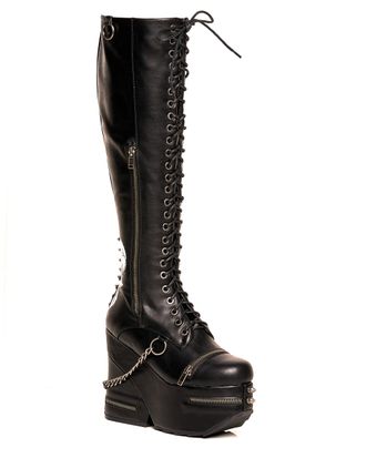 Lamoda Damen Crash And Burn Knee High Boot, Black Pu, 39 EU