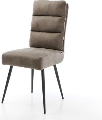 DELIFE Esszimmerstuhl Pela-Flex Mikrofaser Taupe Vintage 4-Fuß konisch Schwarz Taschenfederkern, Esszimmerstühle