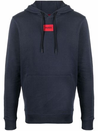 HUGO BOSS hoodie à patch logo - Bleu