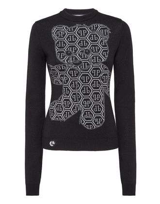 Philipp Plein Pullover Round Neck Sexy Pure Strass Teddy Bear