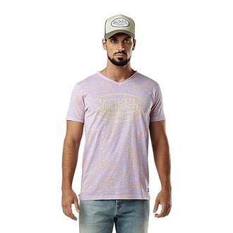 Von Dutch Tee Shirt Homme Ron, T-Shirt Homme 100% Coton, Regular Fit & Col V, Rose, Gris, Taille S