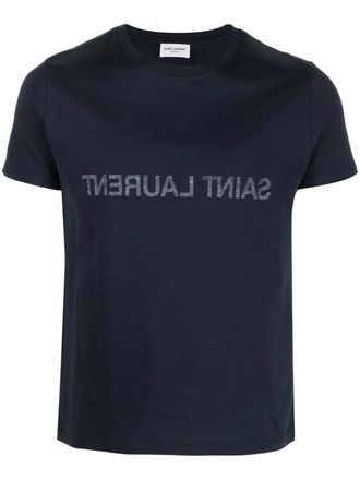 Saint Laurent T-shirt en coton imprim&eacute; logo invers&eacute;