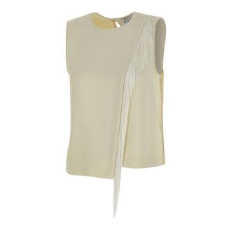 Kaos Kaos, Femme, Tops, Blanc, Taille: 36 FR Top sans manches &agrave; franges