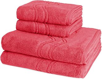 ROSS 4 teiliges Frottier-Set - Cashmere Feeling (2 X Handtuch 2 X Duschtuch im Set) - 520 g/m2 - Baumwolle - Walkfrottee - saugstark - weich und flauschig 