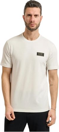 Emporio Armani Homme, Tops, Blanc, Taille: 3XL T-shirt &agrave; col rond avec logo sur la poitrine