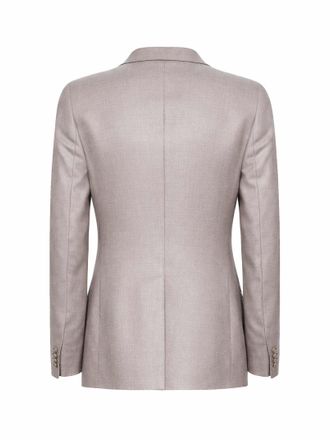 Tagliatore Womens Double-Breasted Blazer Beige Wool-Silk-Linen Virgin Wool Jacket