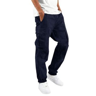 Generic Pantalon cargo long pour homme - Taille &eacute;lastique avec cordon de serrage - Pantalon cargo l&eacute;ger - Pantalon de randonn&eacute;e - Pantalon de travail - Pantal