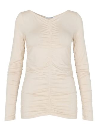 Sams&oslash;e & Sams&oslash;e t-shirt Ulrika &agrave; fronces - Tons neutres