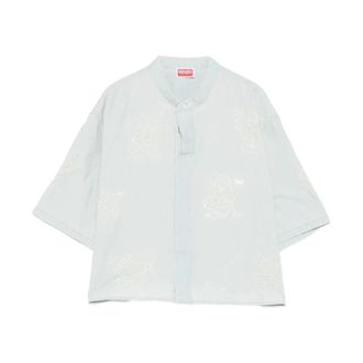 Kenzo Besticktes Baumwollhemd - - Blouses & Shirts - Damen - Blau - M