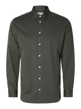 Selected SELETED HOMME Herren SLHSLIMETHAN Shirt LS Classic NOOS Hemd, Forest Night/Detail:W. Black, S