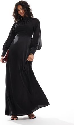 Tfnc 2-in-1 - Maxikleid in Schwarz mit Oberteil aus Chiffon und Rock aus Satin